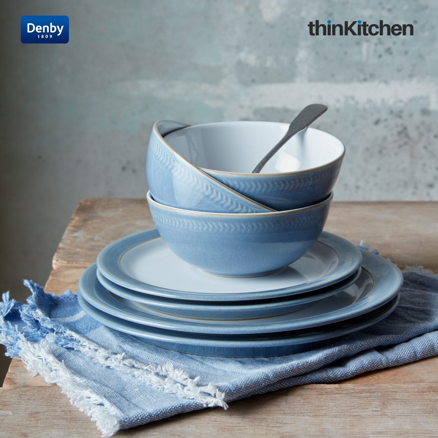 Buy Denby Natural Denim Textured Cereal Bowl Online at thinKitchen