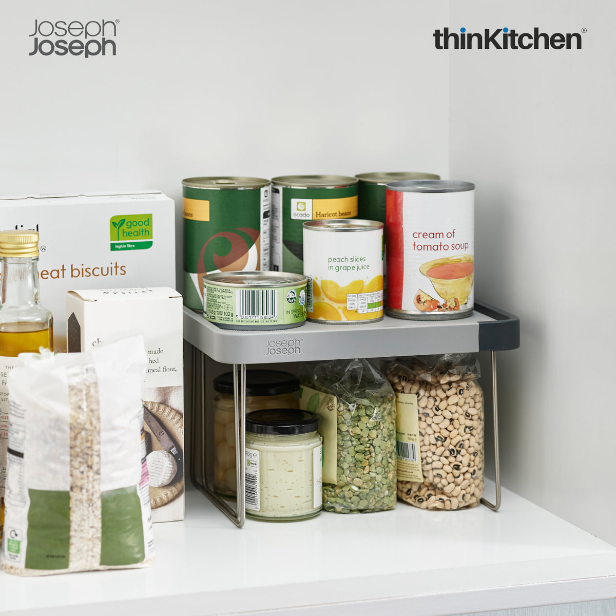 Joseph Joseph CupboardStore Expandable Shelf, Grey | thinKitchen