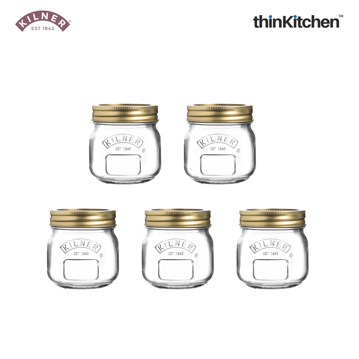 Kilner Essential Mini Glass Jars - Set of 5 (250 ml) | thinKitchen