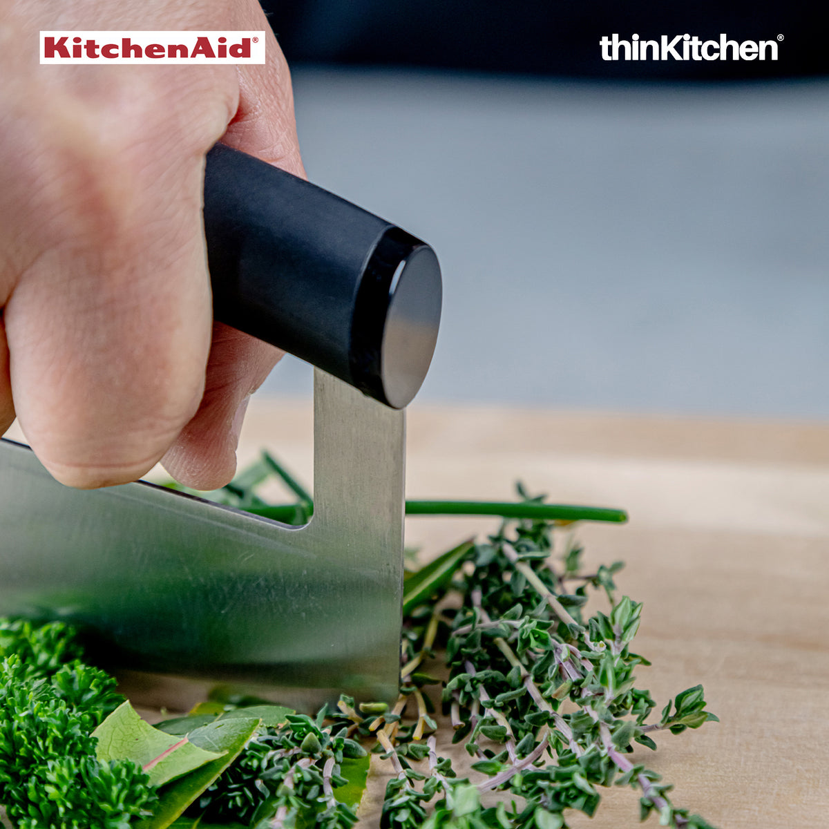 KitchenAid Mezzaluna Knife with Curved Blade - Black | thinKitchen